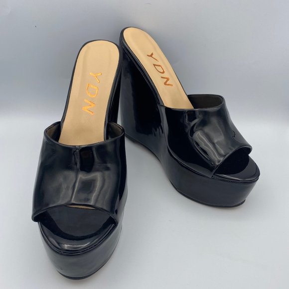 YDN | Shoes | Ydn Black High Heel Platform Mules Peep Toe Sandal | Poshmark